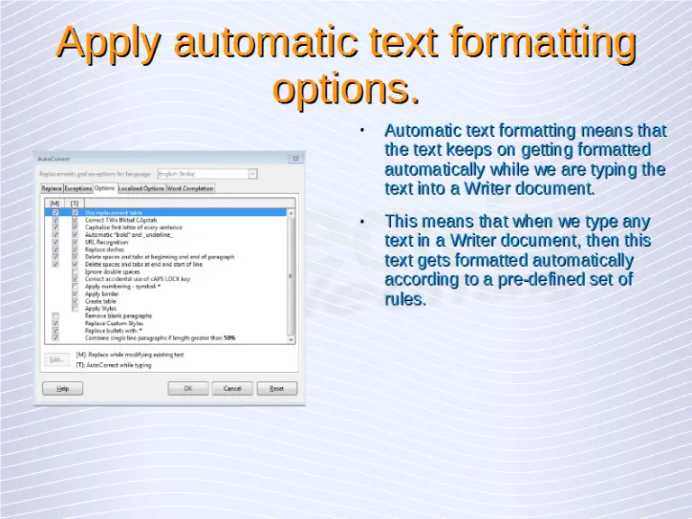 Advanced Word Processing – Automatic Text Formatting