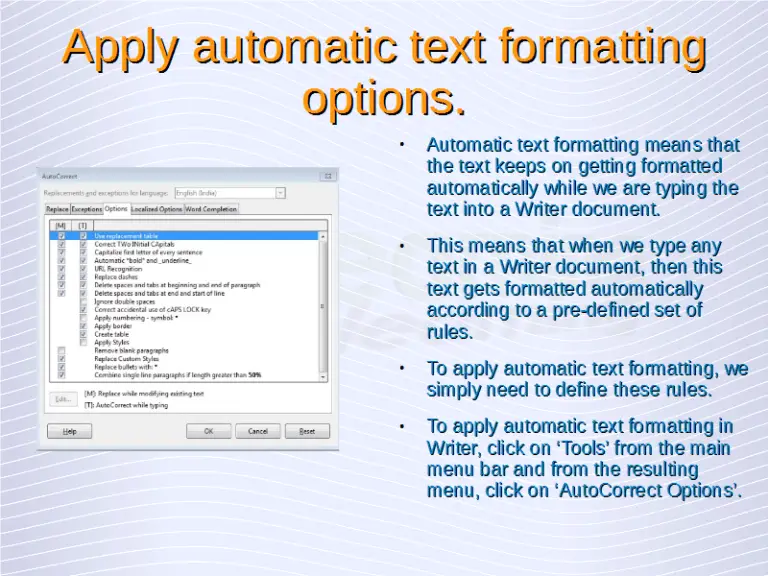 Advanced Word Processing – Automatic Text Formatting
