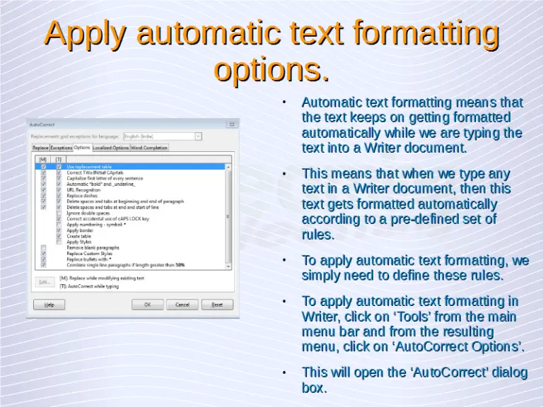 Advanced Word Processing – Automatic Text Formatting