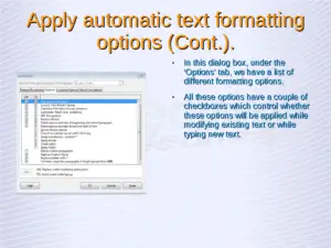Advanced Word Processing – Automatic Text Formatting