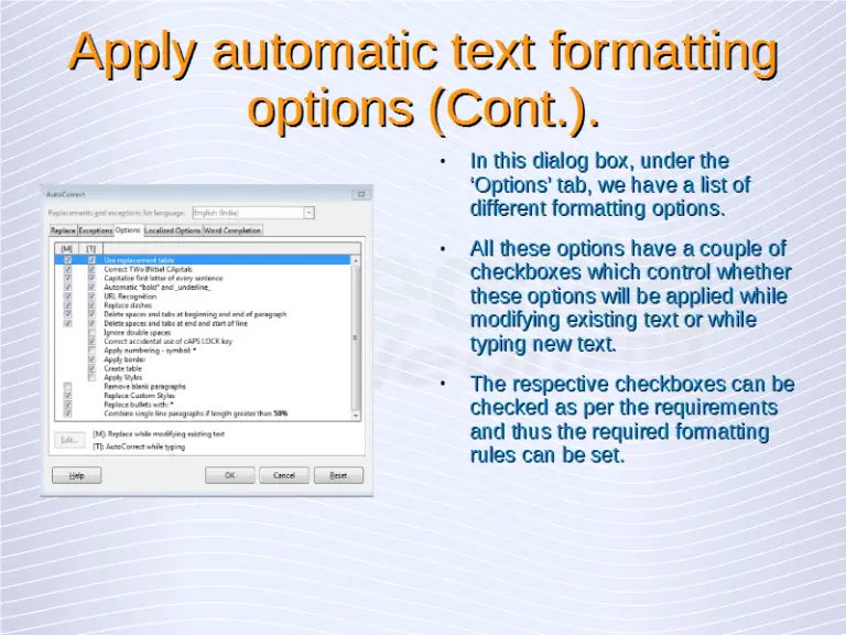 Advanced Word Processing – Automatic Text Formatting