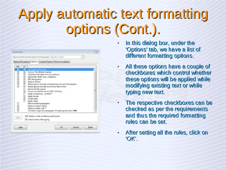 Advanced Word Processing – Automatic Text Formatting