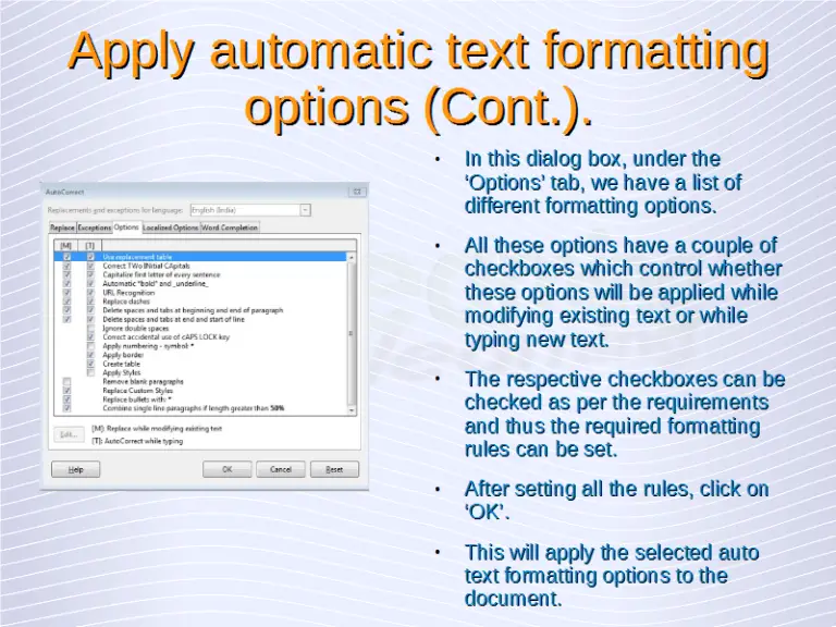 Advanced Word Processing – Automatic Text Formatting
