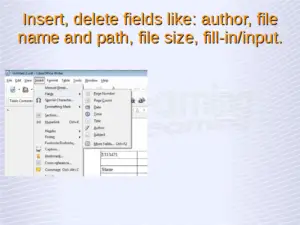 Advanced Word Processing – Using Fields
