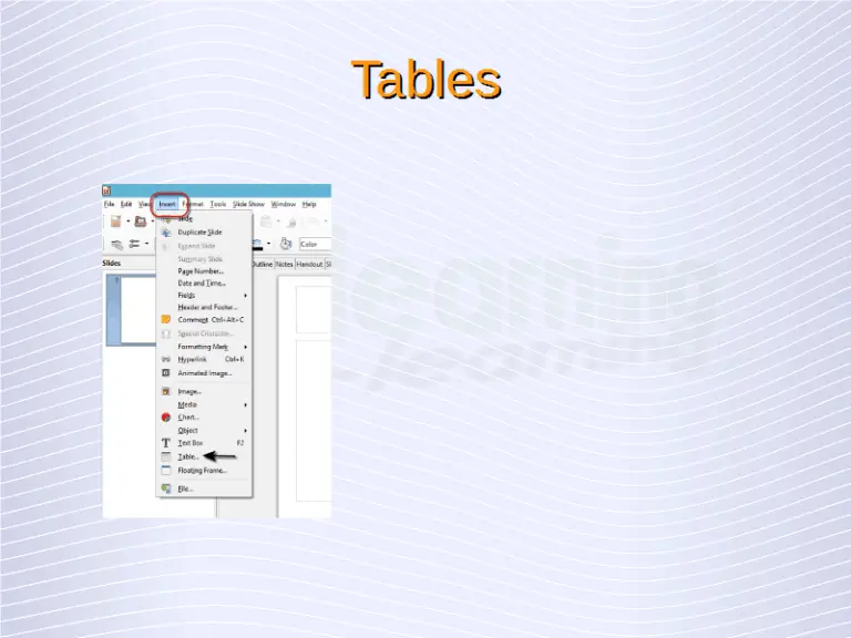 Understanding Presentations – Tables