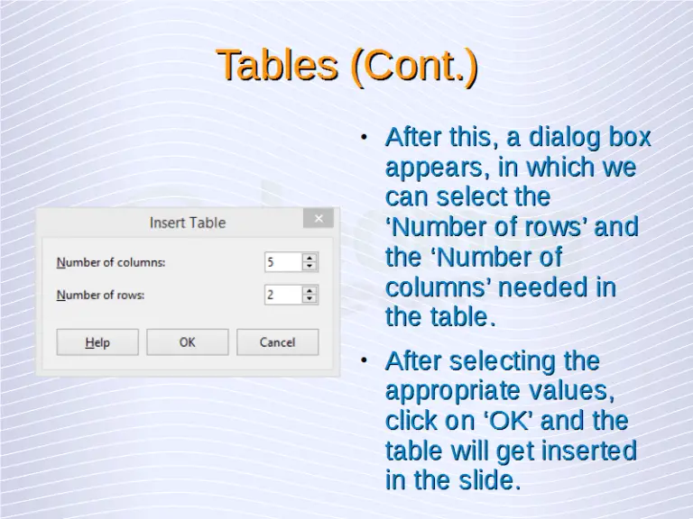Understanding Presentations – Tables