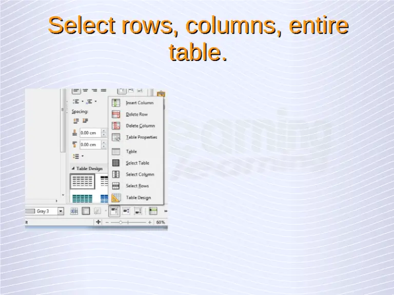 Understanding Presentations – Tables