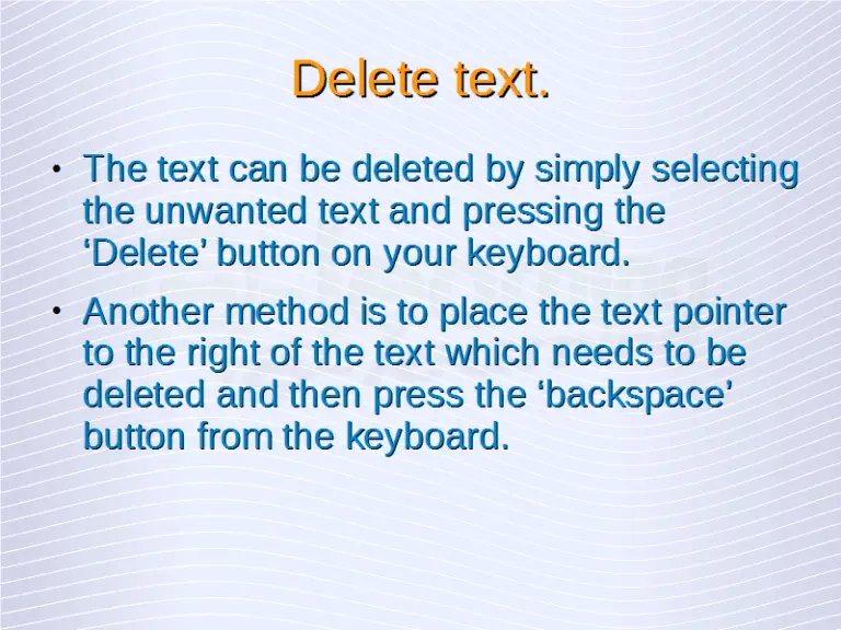Understanding Presentations – Delete, Undo, Redo Text