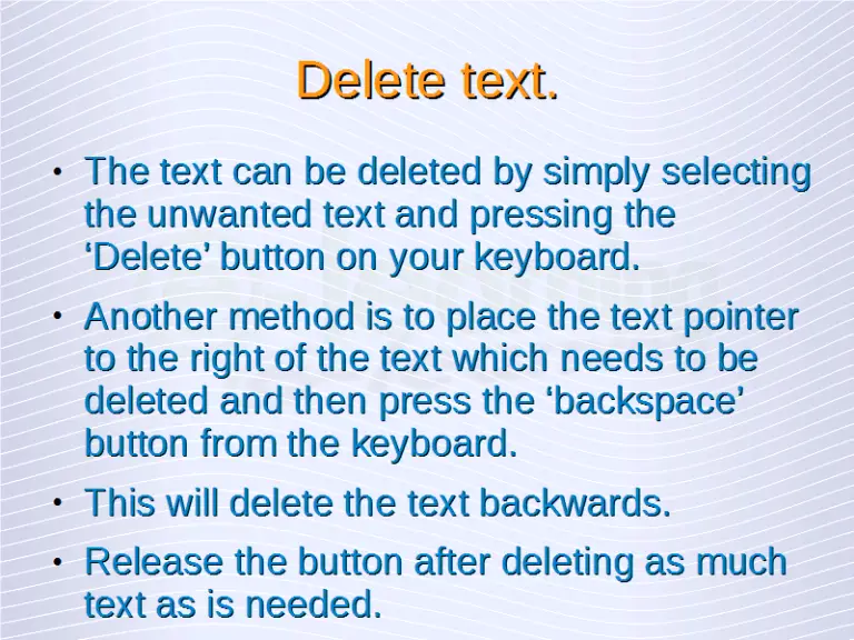 Understanding Presentations – Delete, Undo, Redo Text
