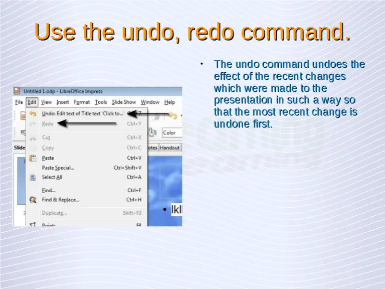 Understanding Presentations – Delete, Undo, Redo Text