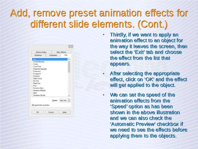 Understanding Presentations – Animation Effects
