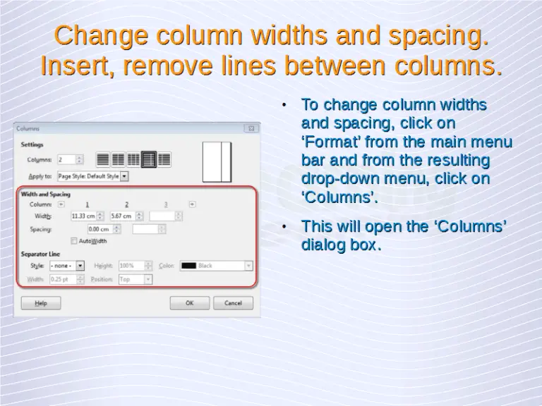 Advanced Word Processing – Columns