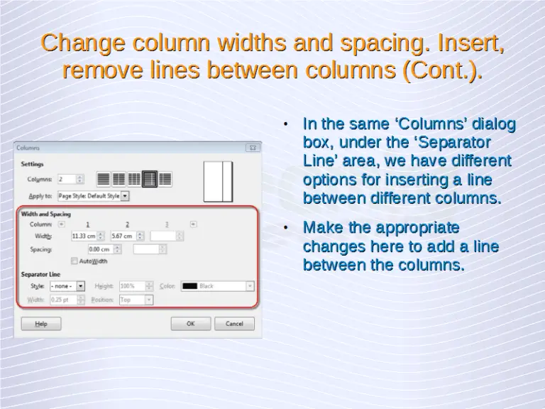 Advanced Word Processing – Columns
