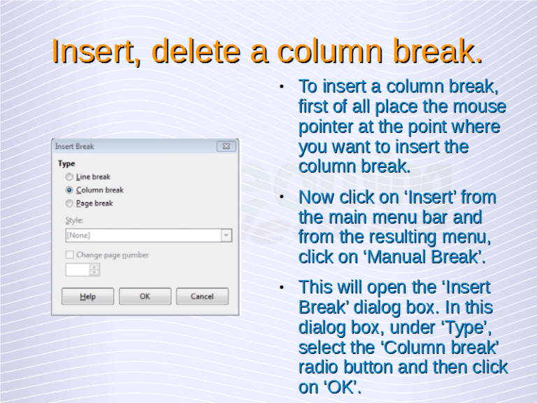 Advanced Word Processing – Column Breaks
