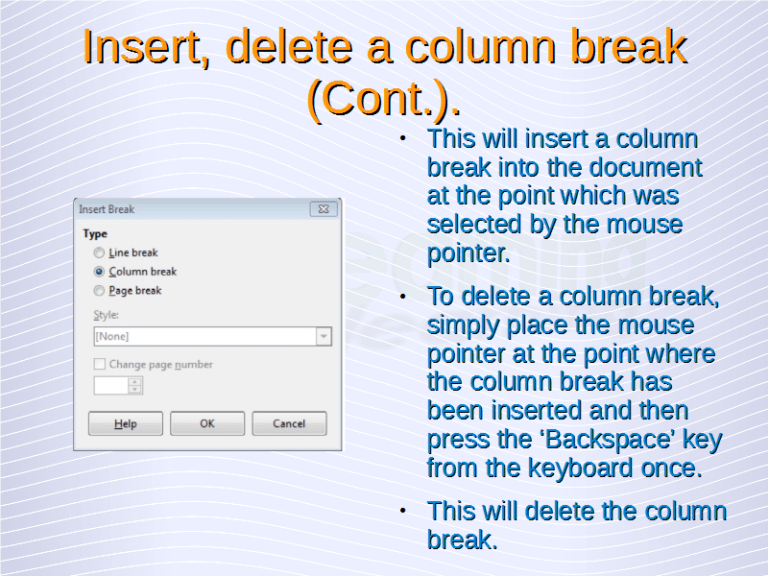 Advanced Word Processing – Column Breaks
