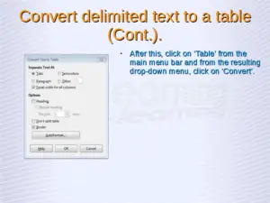 Advanced Word Processing – Converting Text to a Table