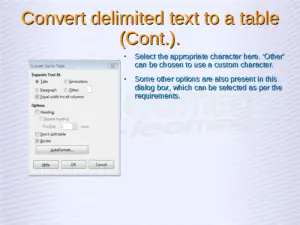 Advanced Word Processing – Converting Text to a Table