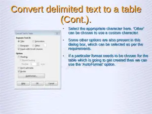 Advanced Word Processing – Converting Text to a Table