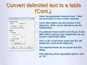 Advanced Word Processing – Converting Text to a Table
