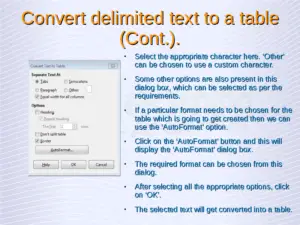 Advanced Word Processing – Converting Text to a Table