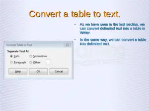 Advanced Word Processing – Converting Table to Text