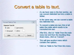 Advanced Word Processing – Converting Table to Text