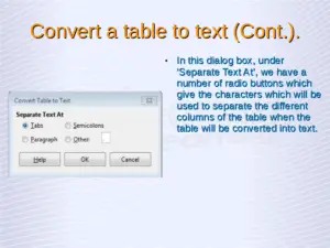 Advanced Word Processing – Converting Table to Text
