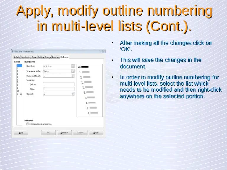 Advanced Word Processing – Lists