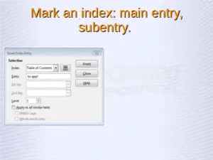 Advanced Word Processing – Index Entry