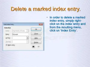 Advanced Word Processing – Index Entry