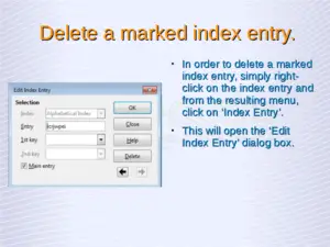 Advanced Word Processing – Index Entry