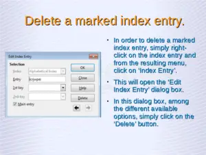 Advanced Word Processing – Index Entry