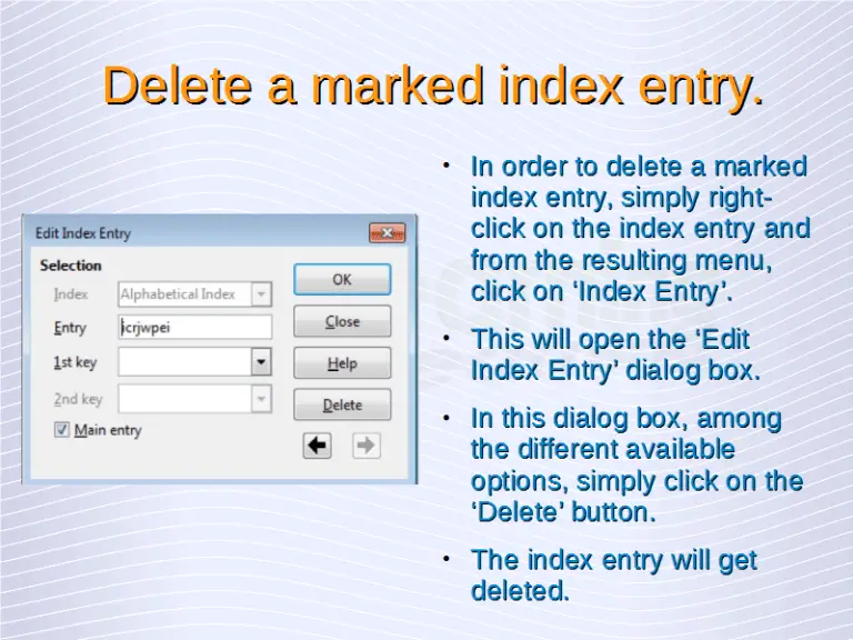 Advanced Word Processing – Index Entry