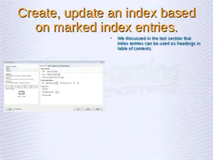 Advanced Word Processing – Index Entry