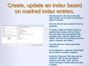 Advanced Word Processing – Index Entry