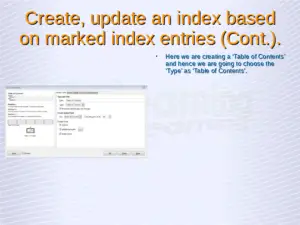Advanced Word Processing – Index Entry