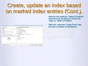 Advanced Word Processing – Index Entry