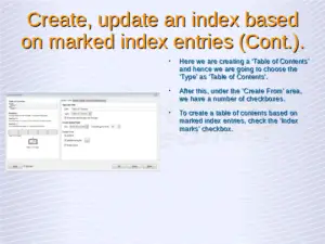 Advanced Word Processing – Index Entry
