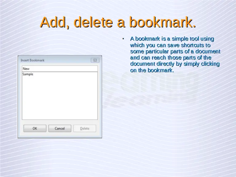 Advanced Word Processing – Bookmarks