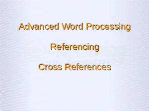Advanced Word Processing – References