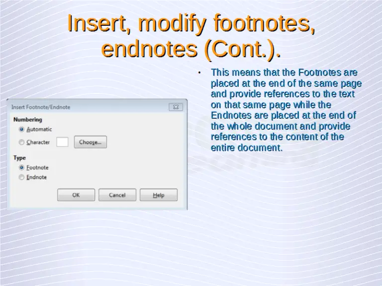 Advanced Word Processing – Footnotes and Endnotes