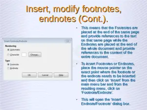 Advanced Word Processing – Footnotes and Endnotes