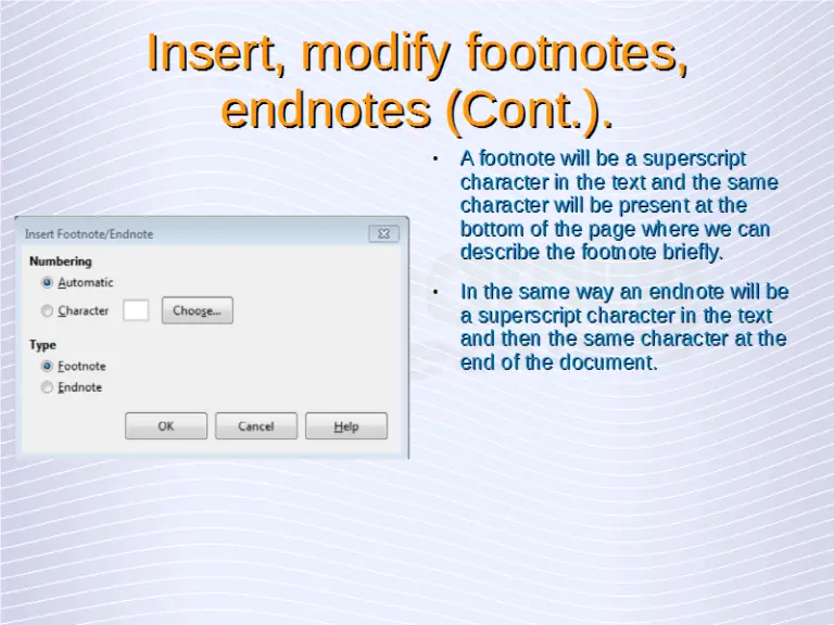 Advanced Word Processing – Footnotes and Endnotes