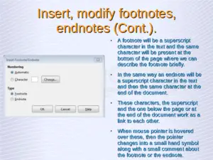 Advanced Word Processing – Footnotes and Endnotes