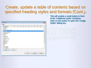 Advanced Word Processing – Table of Contents