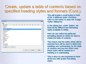 Advanced Word Processing – Table of Contents