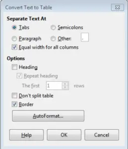 Advanced Word Processing – Converting Text to a Table