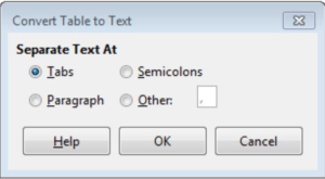 Advanced Word Processing – Converting Table to Text