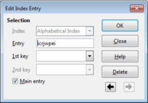 Advanced Word Processing – Index Entry