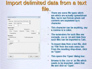 Advanced Spreadsheets – Import delimited data from a text file.
